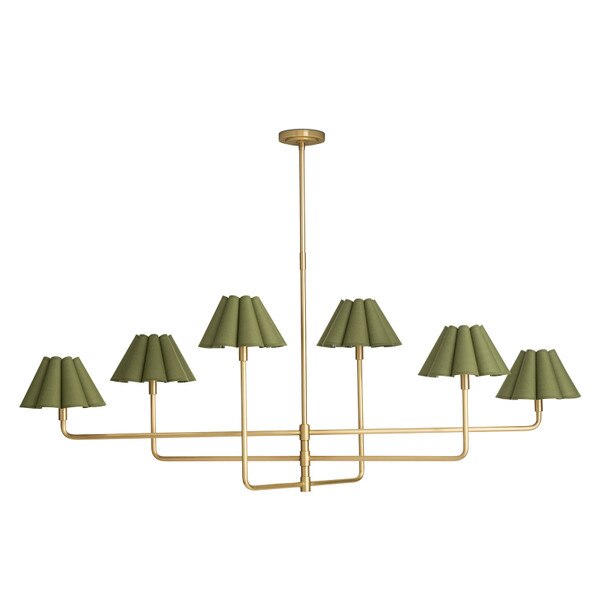 Polly Brass Metal Chandelier with Green Shade | Regina Andrew Detroit